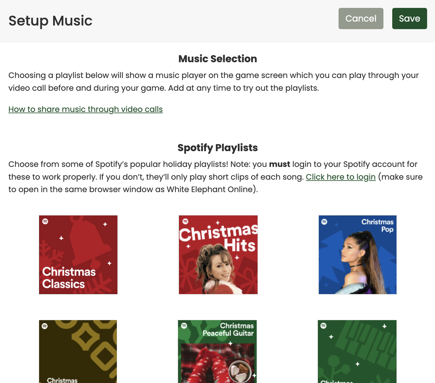 Playing Music During your Game – White Elephant Online